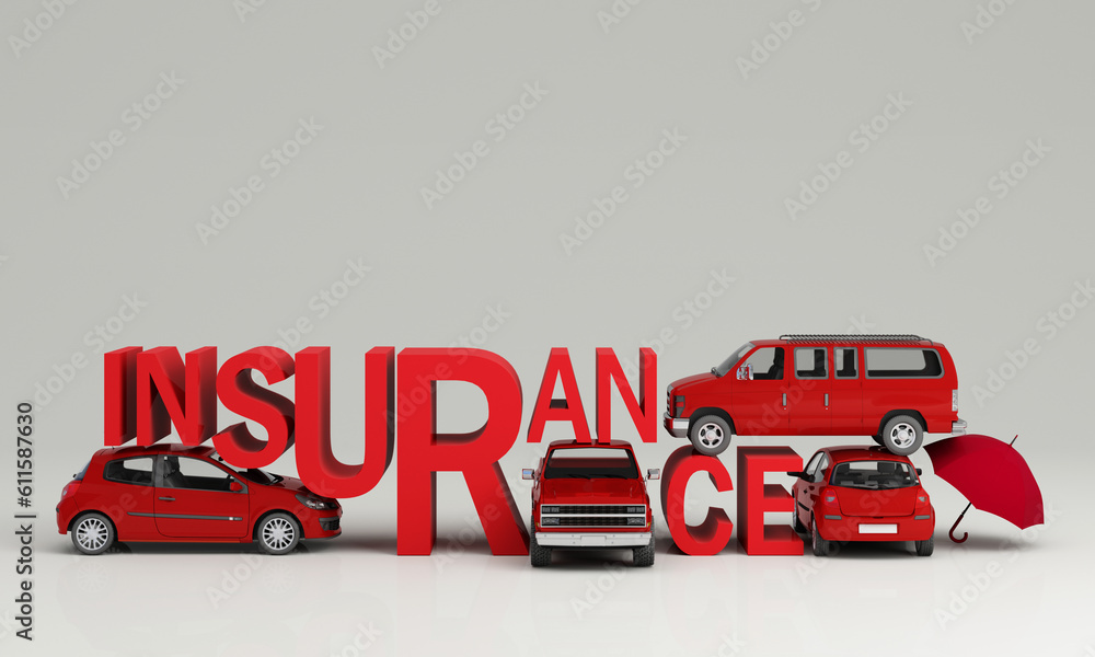 Car protection and safety assurance concept, modern red automobile ...