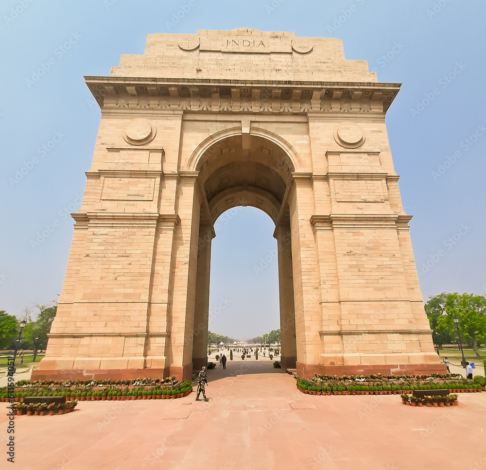 India Gate, New Delhi, May, 2023: It is a triumphal arch architectural ...