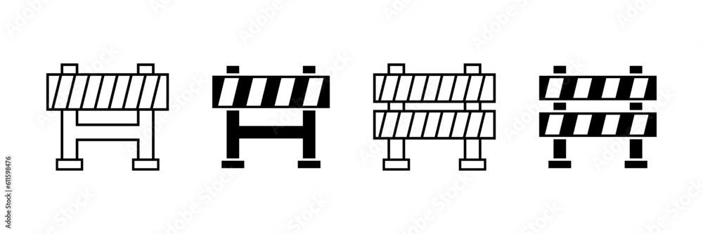 Roadblock vector icon set. Road barrier symbol. Work ahead sign Stock ...