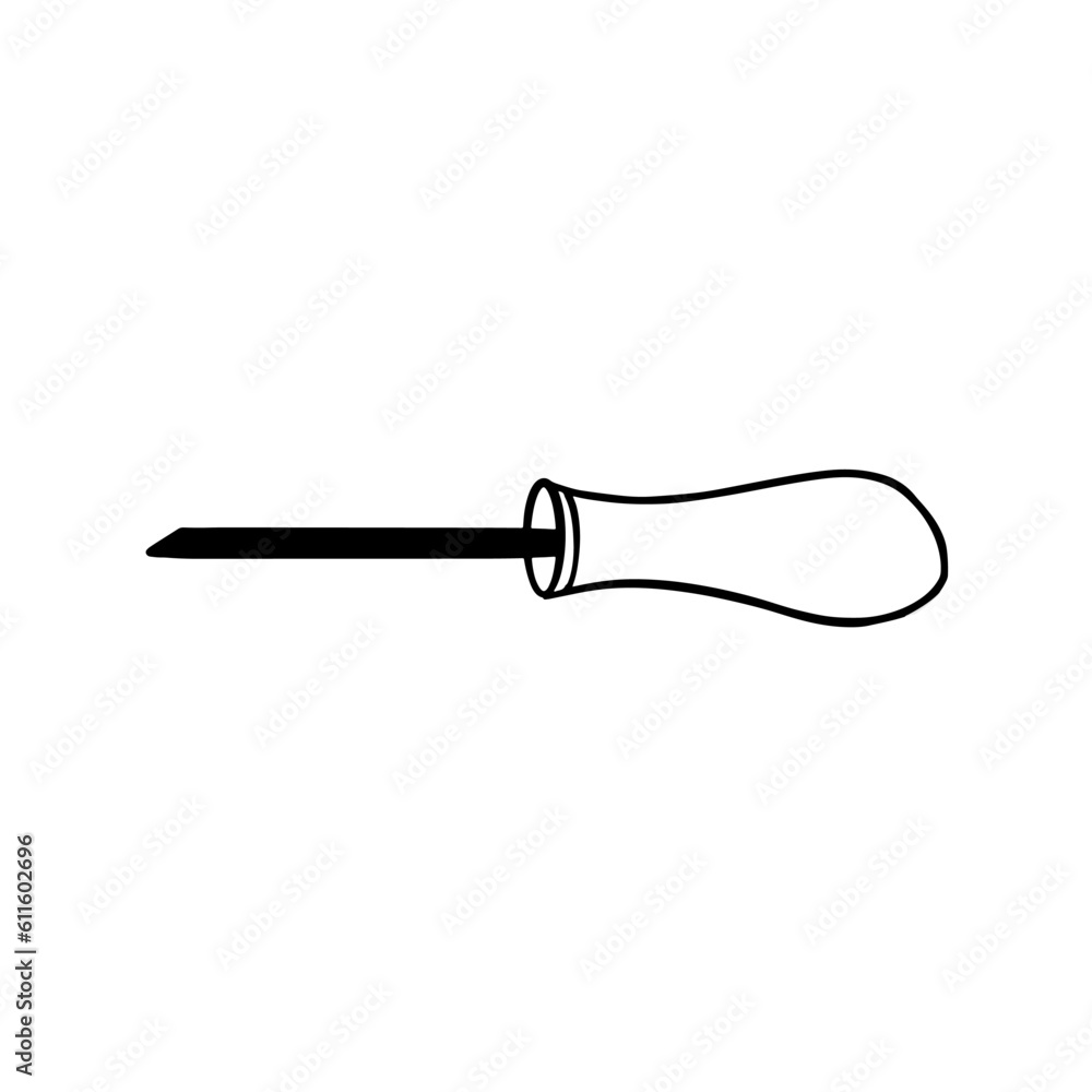 Vector sketch hand drawn silhouette of an awl, line art Stock Vector ...