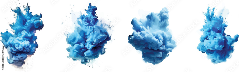Realistic Blue cloud vector illustration set Stock Vector | Adobe Stock