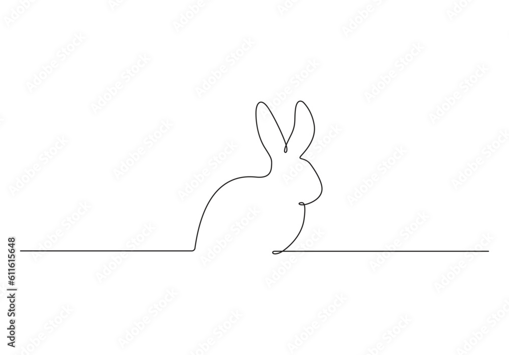 Hare, rabbit contour silhouette, one continuous line drawing. Simple ... Hare, rabbit contour silhouette, one continuous line drawing. Simple ...