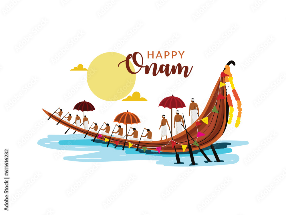 Celebrating the Onam festival with a cheerful illustration Stock Vector ...