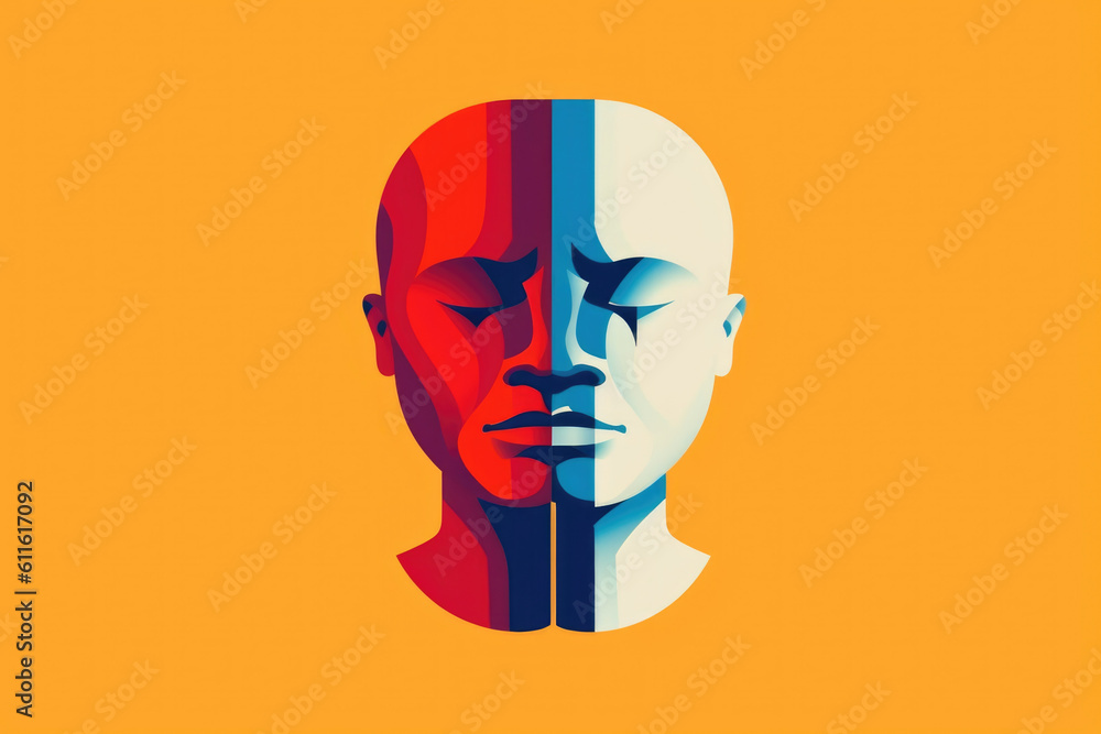A person is depicted as a figure with two heads representing the ...