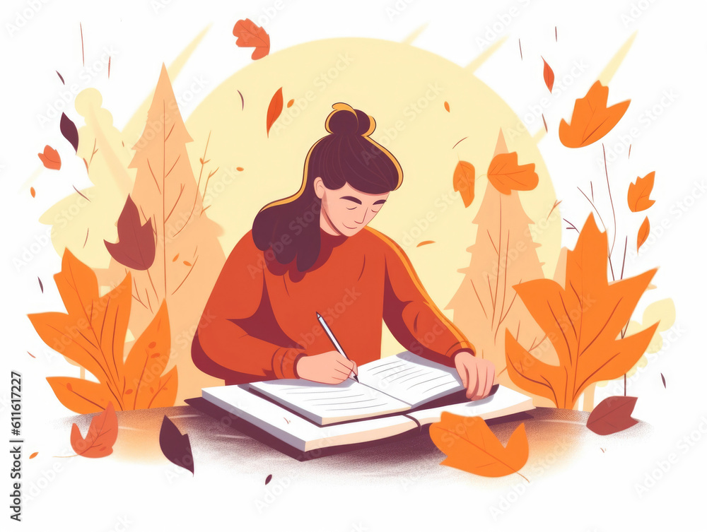 A student writing a story to understand how to apply grammar and syntax ...