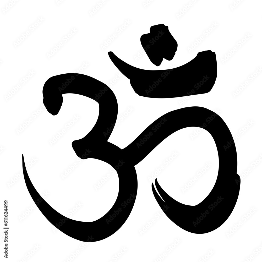 Om. Ohm. Buddhist and Hindu religions. Symbol of God, creation. Black ...