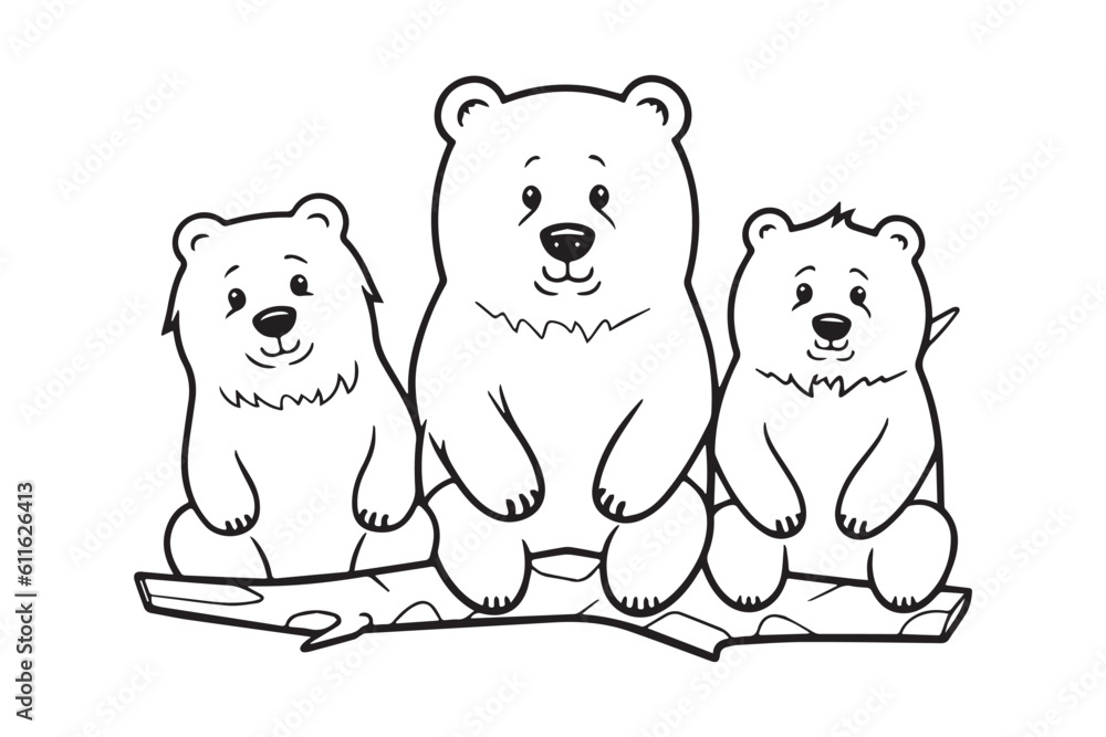 Cute Bear Coloring Pages, Kids Coloring Book, Bear Vector Character ...