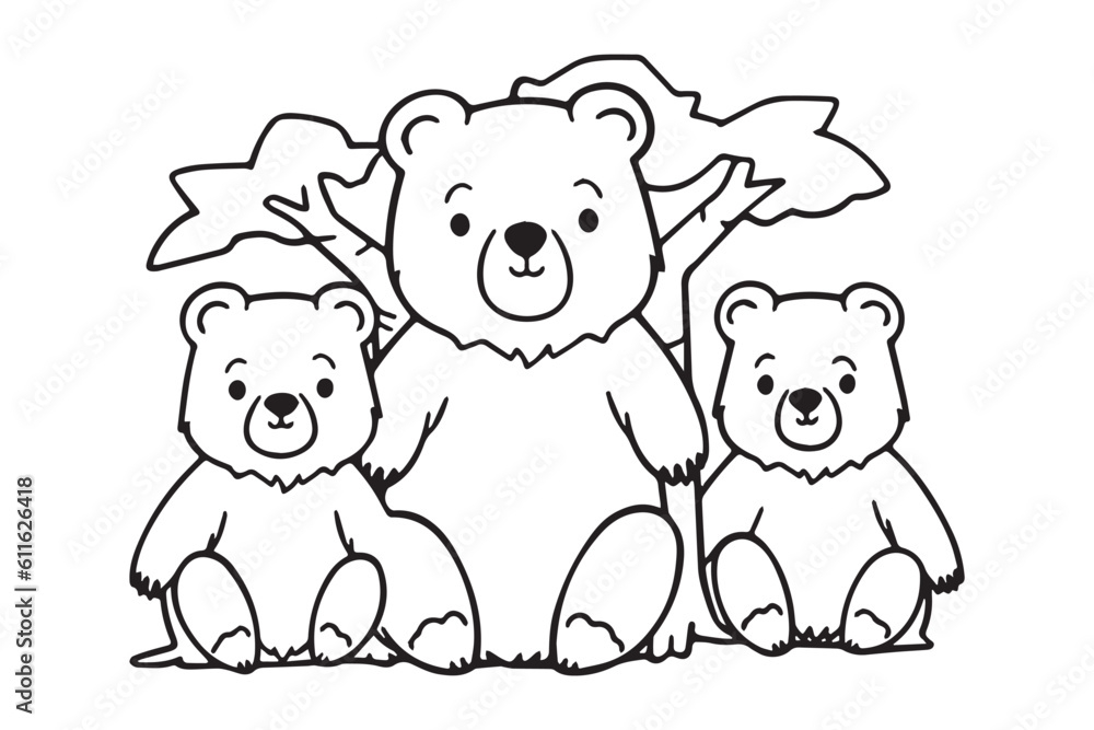 Cute Bear Coloring Pages, Kids Coloring Book, Bear Vector Character ...