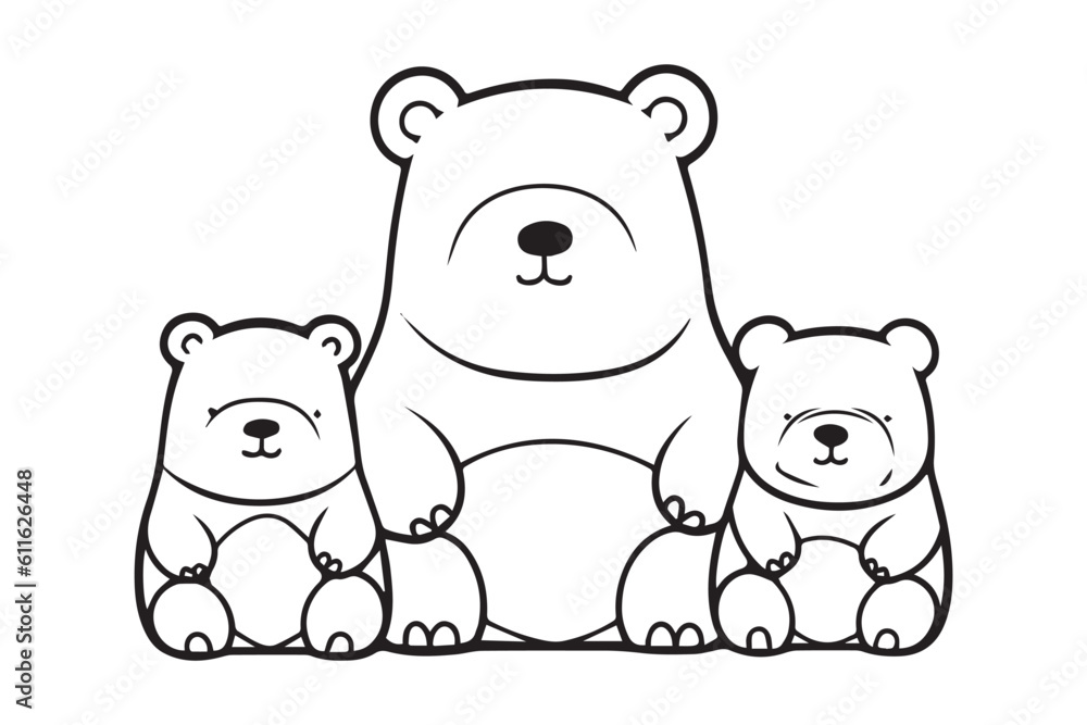Cute Bear Coloring Pages, Kids Coloring Book, Bear Vector Character ...