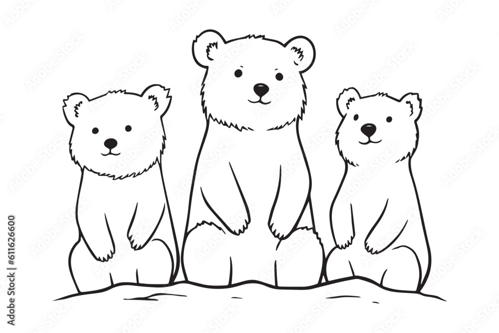 Cute Bear Coloring Pages, Kids Coloring Book, Bear Vector Character ...