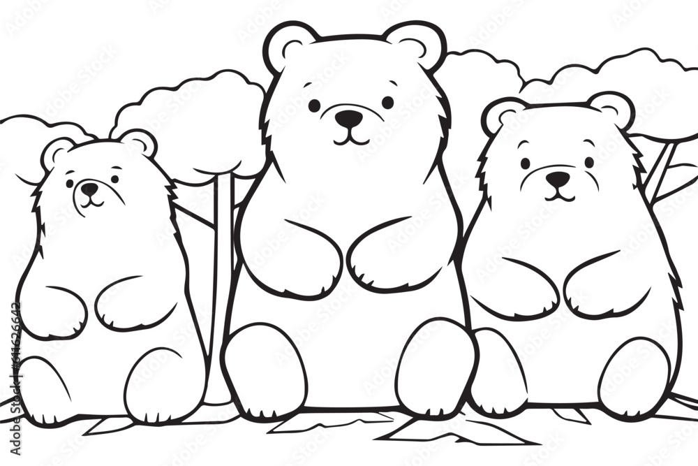 Cute Bear Coloring Pages, Kids Coloring Book, Bear Vector Character ...