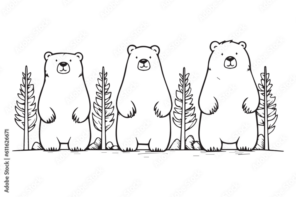 Cute Bear Coloring Pages, Kids Coloring Book, Bear Vector Character ...