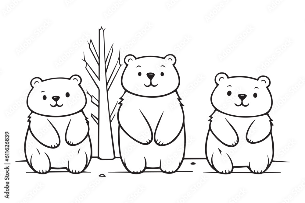 Cute Bear Coloring Pages, Kids Coloring Book, Bear Vector Character ...