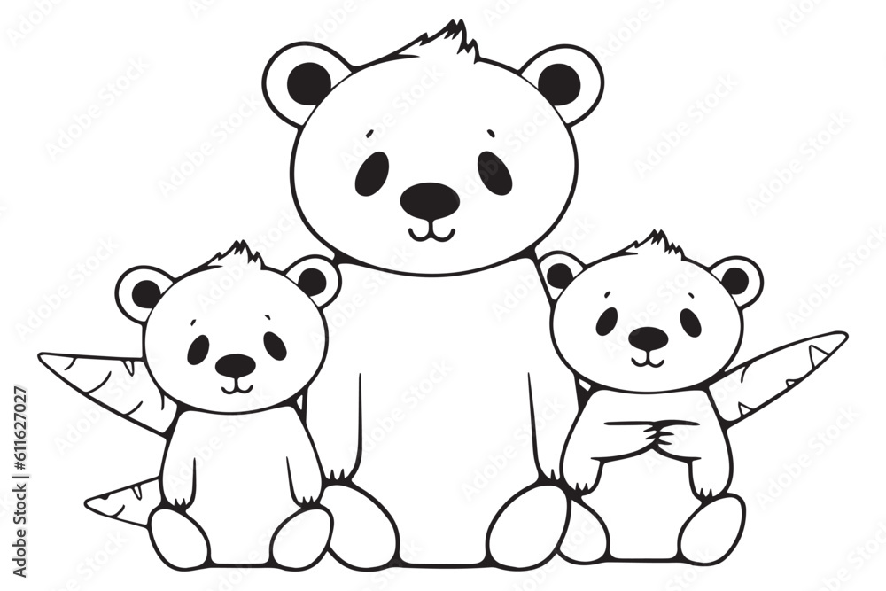 Cute Bear Coloring Pages, Kids Coloring Book, Bear Vector Character ...
