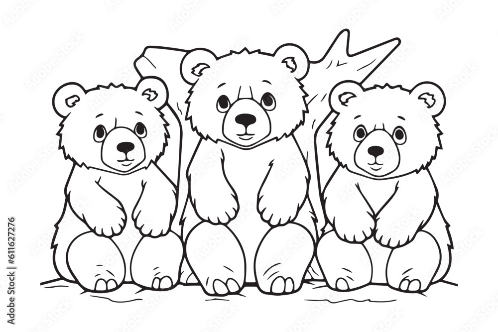 Cute Bear Coloring Pages, Kids Coloring Book, Bear Vector Character ...