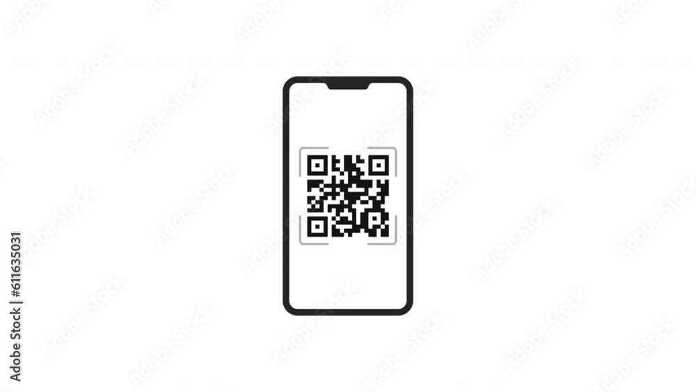 Scanning a QR code to pay on a smartphone animation. Contactless ...