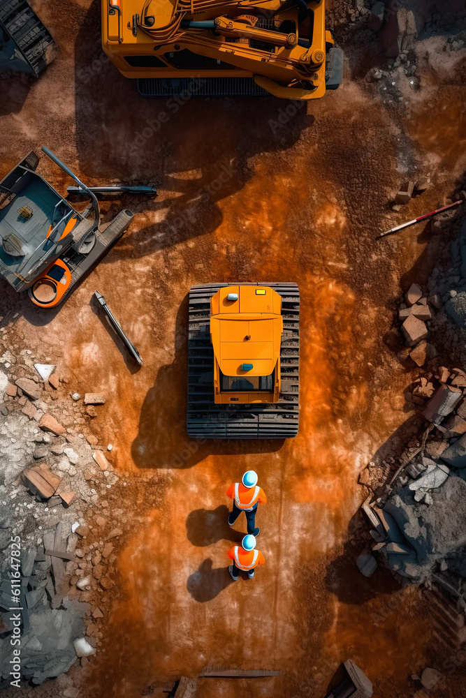 rear view of the construction worker engineer head which is wearing the ...