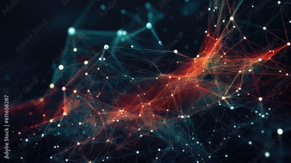 A complex network of interconnected lines and nodes forming an abstract ...