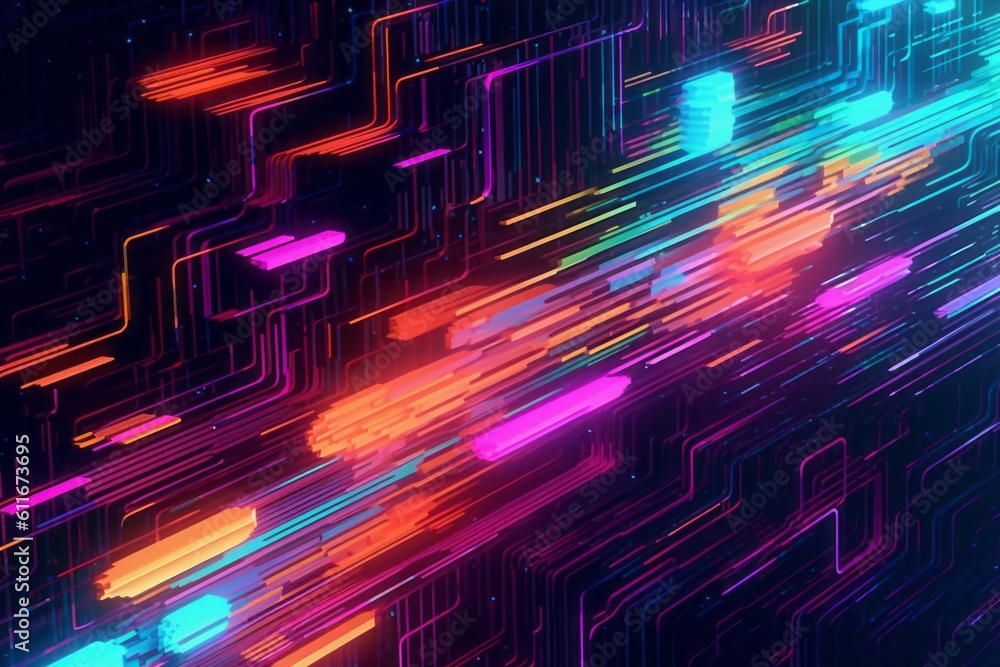 Retro-Futuristic Cyberpunk Design with Interlaced Digital Glitch and ...