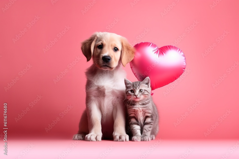 Adorable Dog and Cat Celebrate Valentine's Day with Heart-Shaped ...