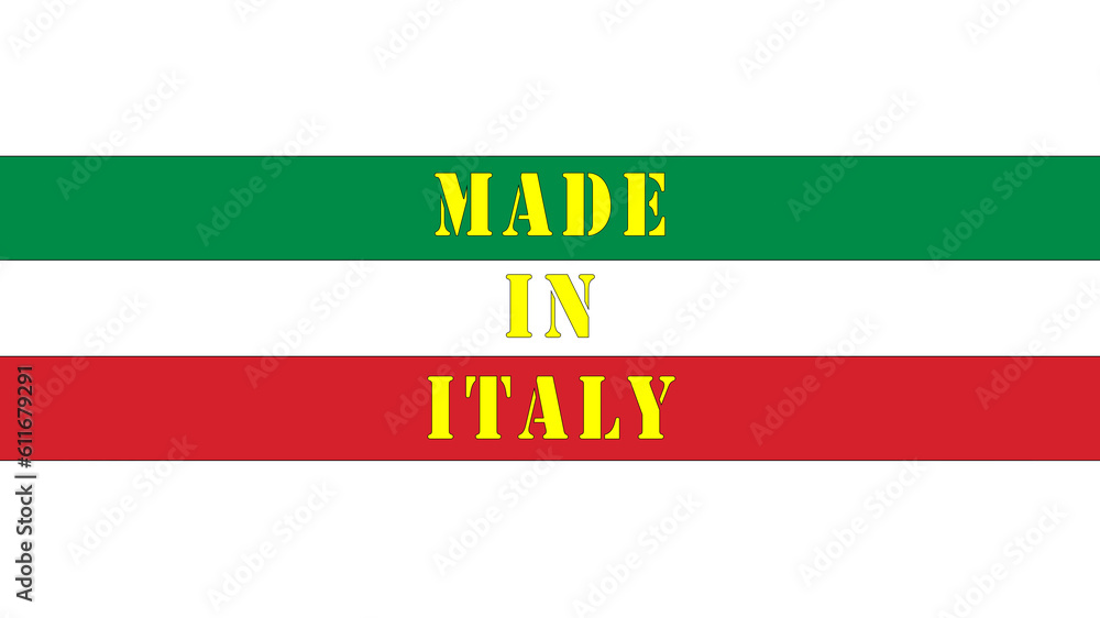 italy, made in italy text with graphics of the Italian tricolor, with ...