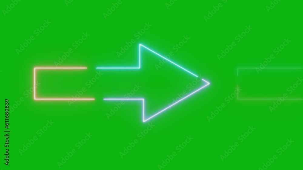 Futuristic Glowing Neon Arrows Animation On Green Screen Background ...