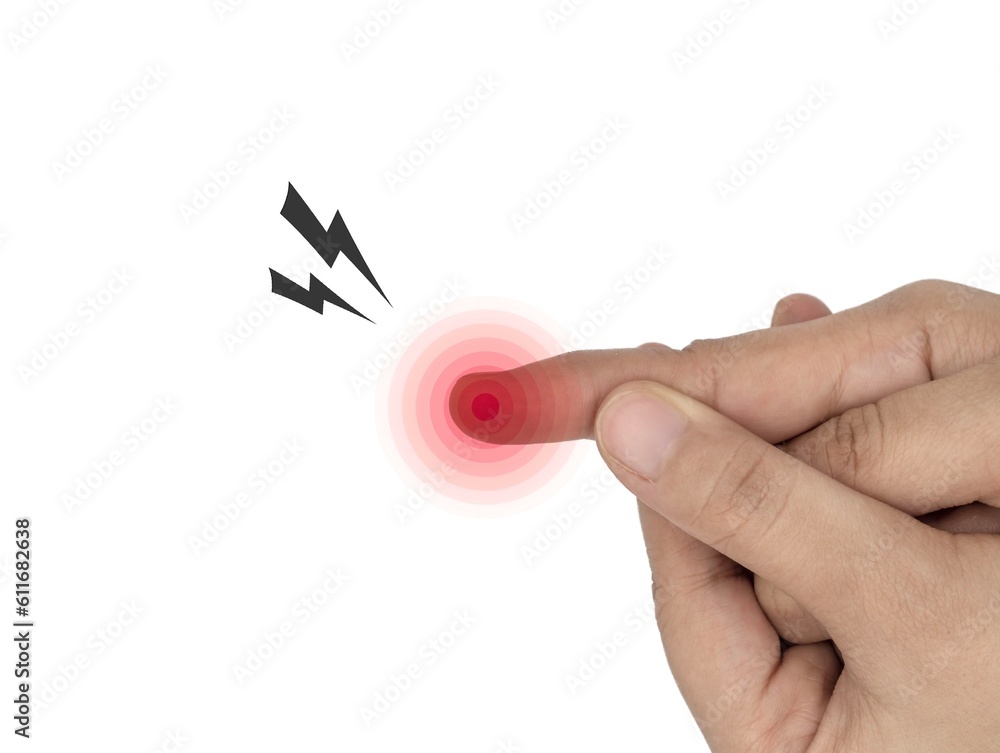Inflammation of finger tip. Concept of paronychia and finger pain ...