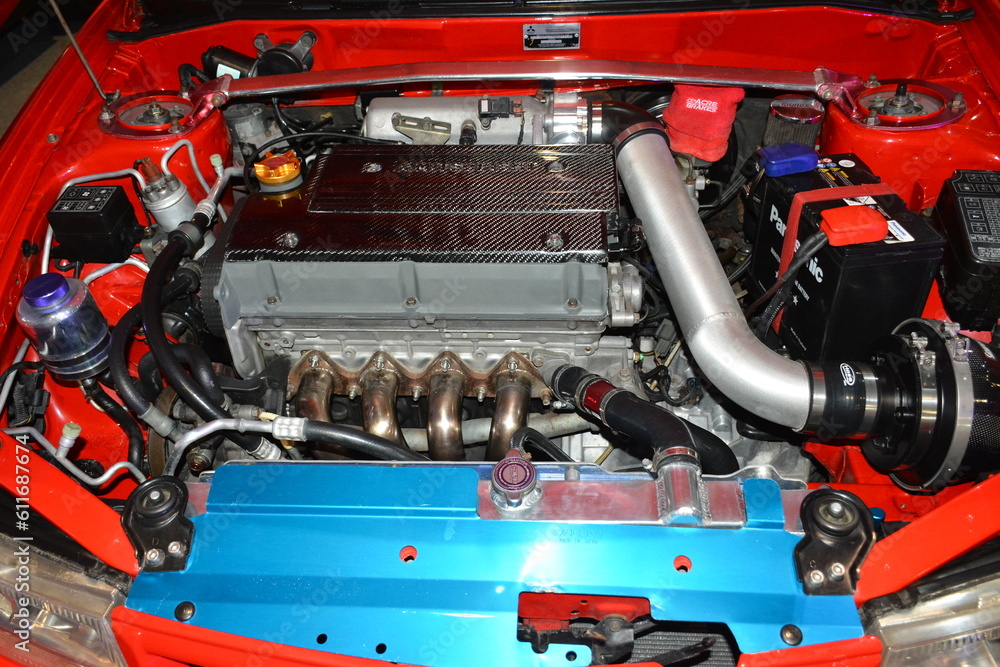 Mitsubishi lancer evolution engine at JDM Underground car show in Pasay ...