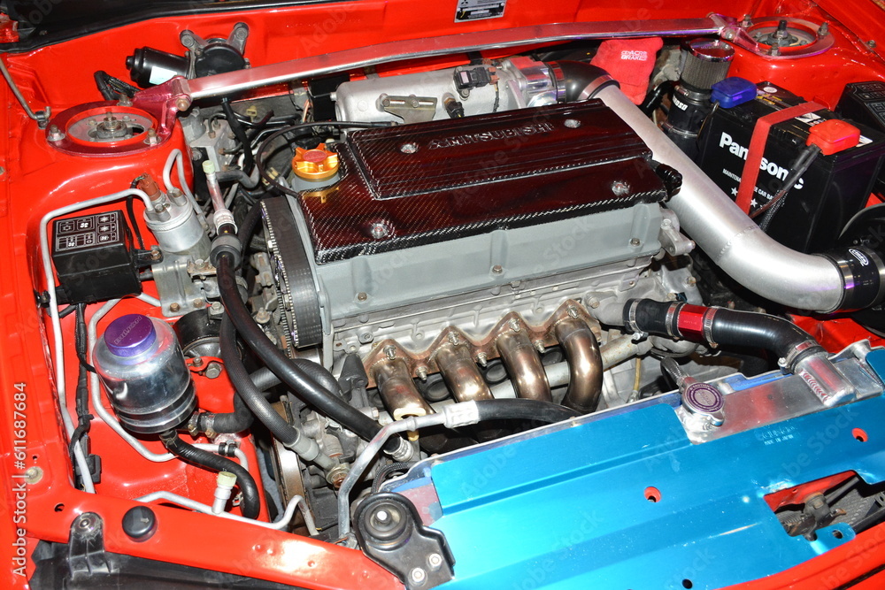 Mitsubishi lancer evolution engine at JDM Underground car show in Pasay ...