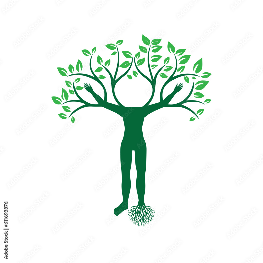 tree nymph or tree spirit in Greek mythology, with abstract and ...