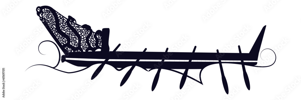 Silhouette of the canoe Waka, Maori vessel. Stock Vector | Adobe Stock