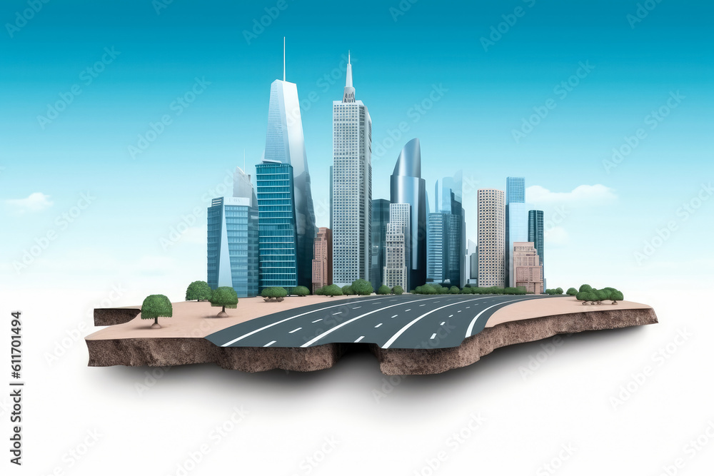 Road and highway with buildings skyline , Design of land and city ...