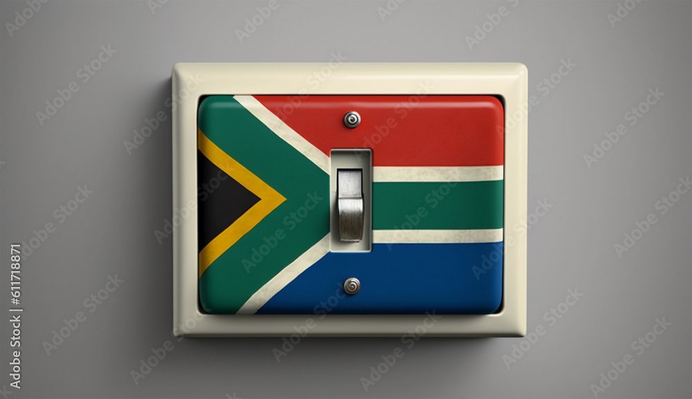 Concept of electricity and loadshedding. Light switch with South ...