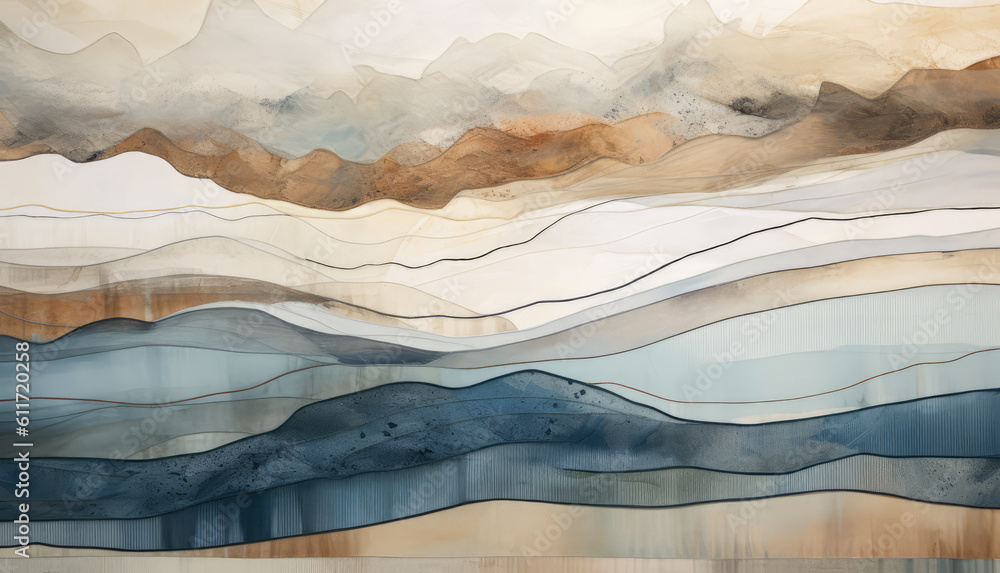 Earthy abstract painted background in blue, grey and brown by ...