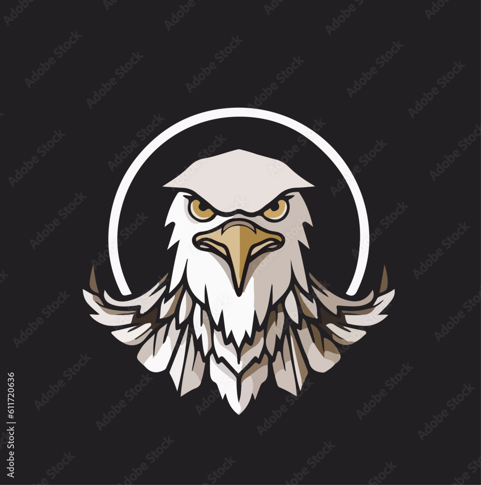 Flat vector illustration of an eagle logo with a menacing look Stock ...