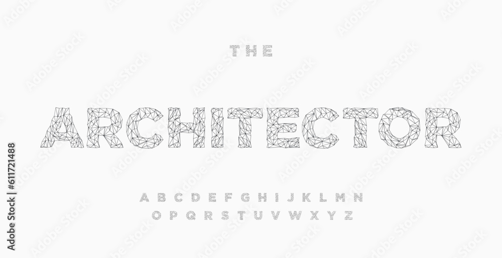 Vetor de Architector alphabet, blueprint geometric letters ...