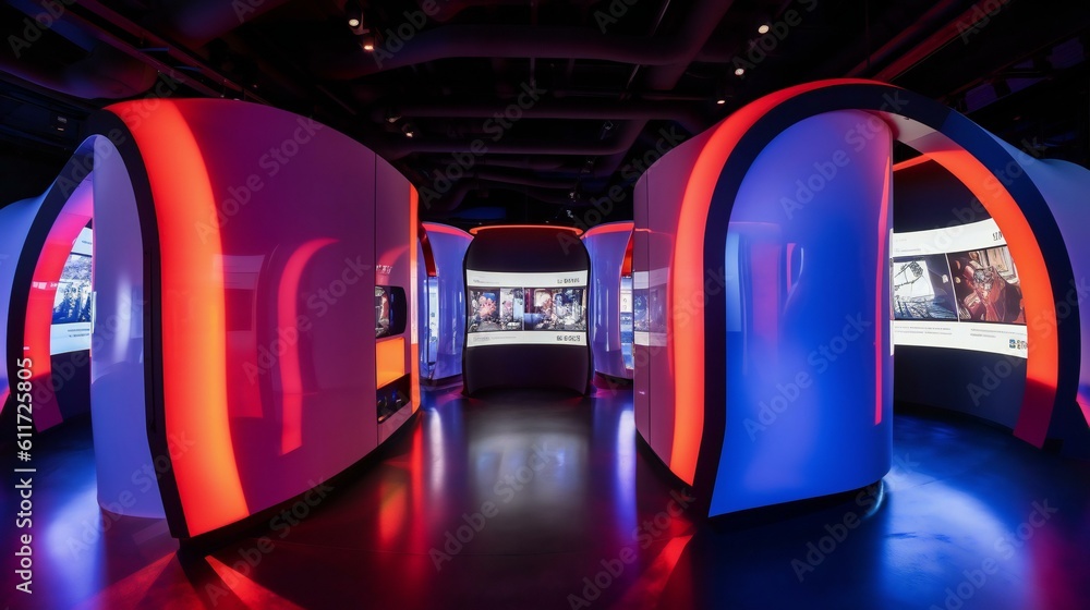 Digital Art Museum, Immersive VR station, Smooth Design, RGB spectrum ...