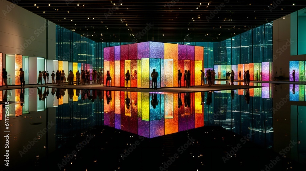 Digital Art Museum, Matrix of smart mirrors, Reflective glass, RGB ...