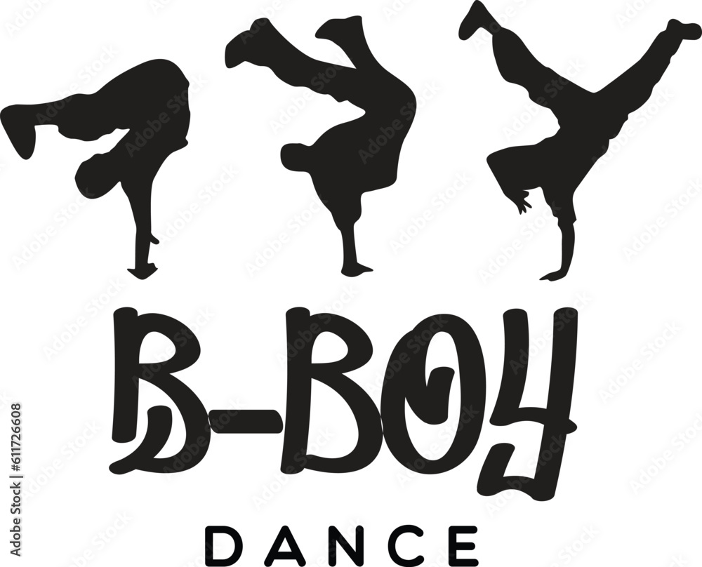 Vector flat icon people bboy dancer silhouette set isolated on white ...