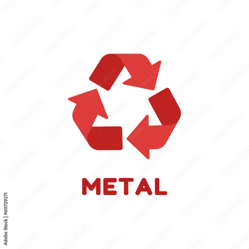 Vector metal recycling symbol. Red recycle symbol on white background ...