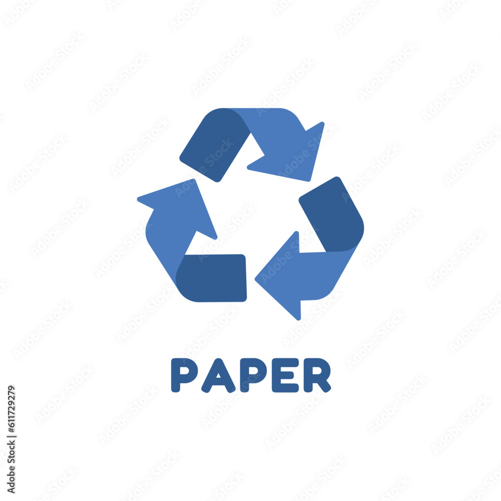 Vector paper recycling symbol color. Blue recycle symbol on white ...