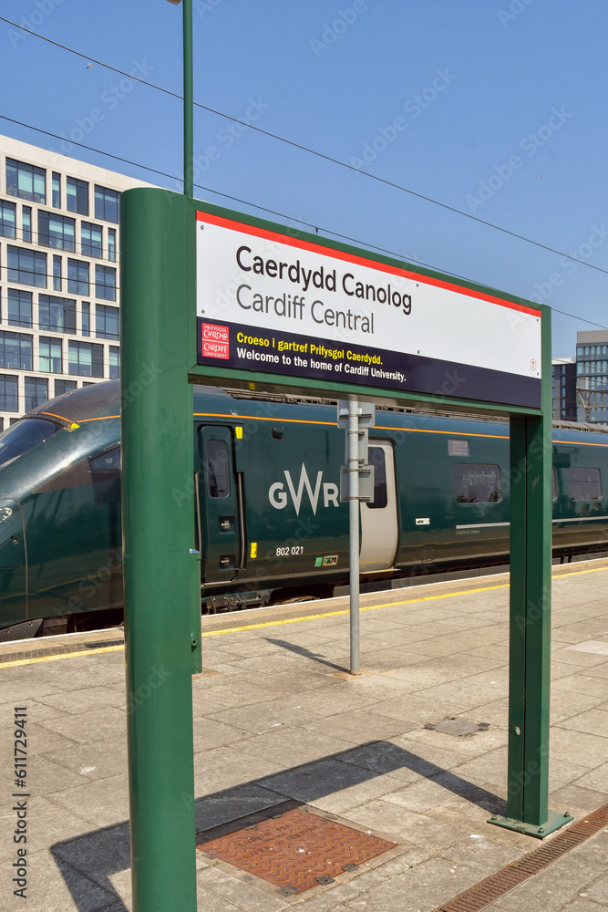 Cardiff, Wales - June 2023: High speed train operated by Great Western ...