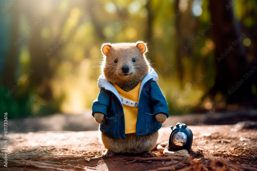 friendly and charismatic quokka character involved in an everyday ...