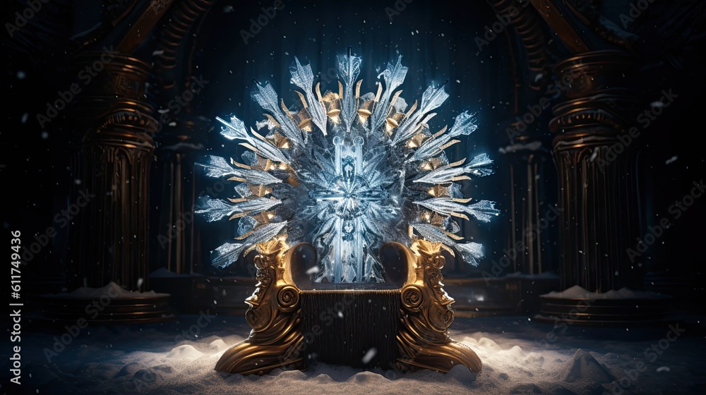 Large Snowflake Ice Throne - A Fantasy Artwork of Gold and Black ...