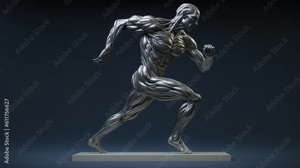grace and strength of a humanoid figure in motion, emphasizing the ...