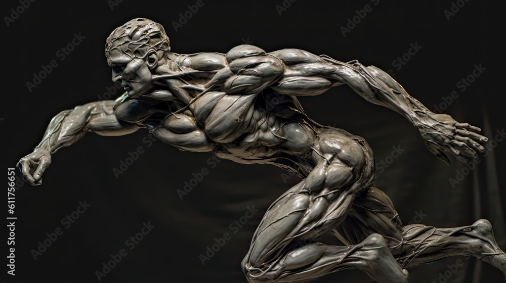 grace and strength of a humanoid figure in motion, emphasizing the ...