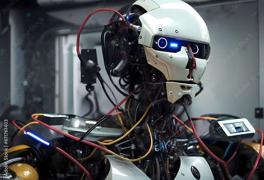 a robot artificial intelligence, cyborg, android, AI, Neural networks ...