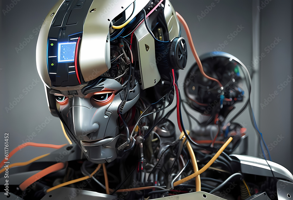 a robot artificial intelligence, cyborg, android, AI, Neural networks ...