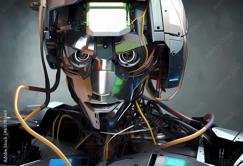 a robot artificial intelligence, cyborg, android, AI, Neural networks, Digital Twin, human ...