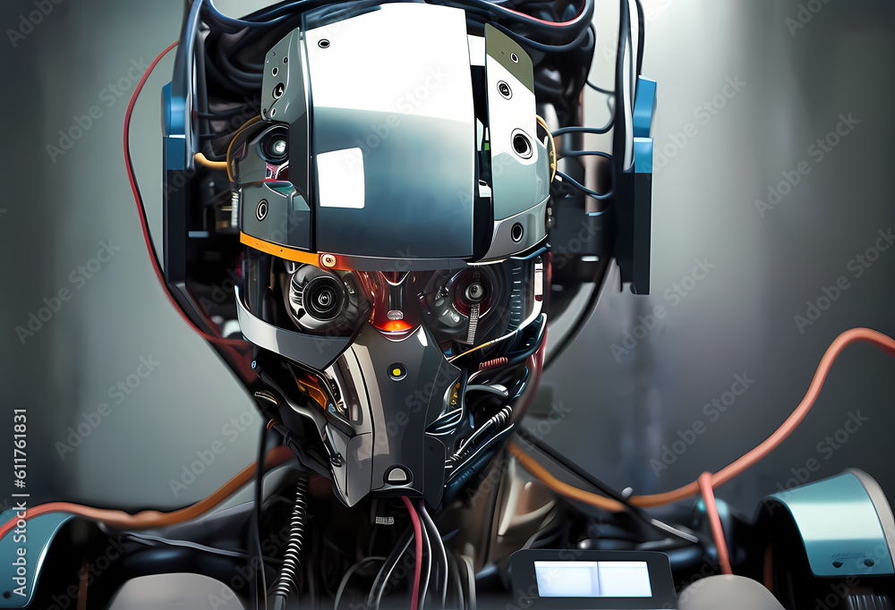 a robot artificial intelligence, cyborg, android, AI, Neural networks, Digital Twin, human ...